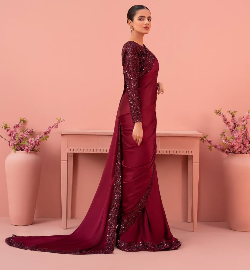 Elegant Stitched Moonlight Silk Saree – DRESSIFY SHOPS